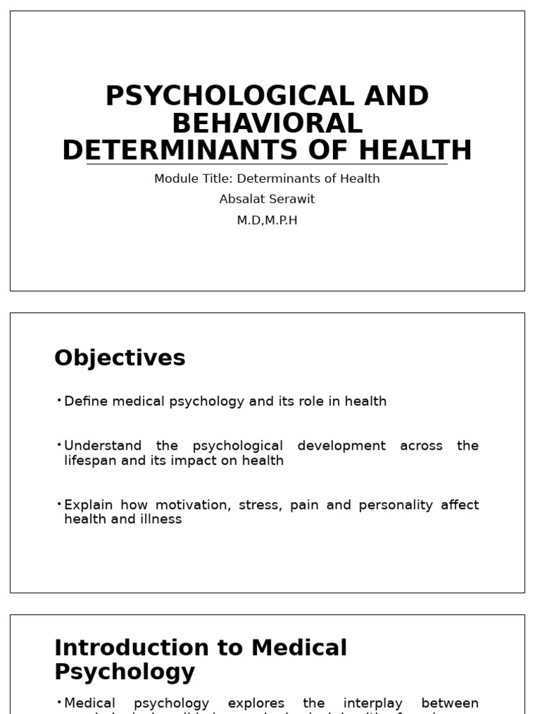 Psychological and Behavioral Determinants of Health | PDF | Stress ...