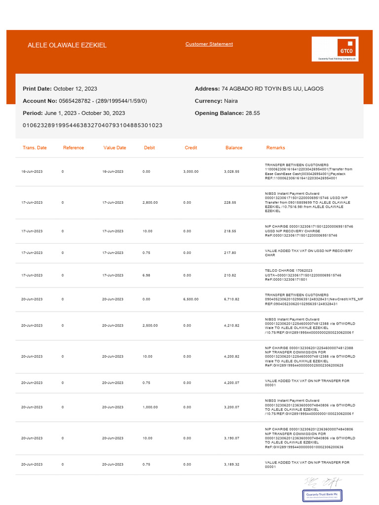 ALELE OLAWALE EZEKIEL_Statement_From_6_1_2023 12_00_00 AM_To_10_30_2023 12_00_00 AM | PDF ...