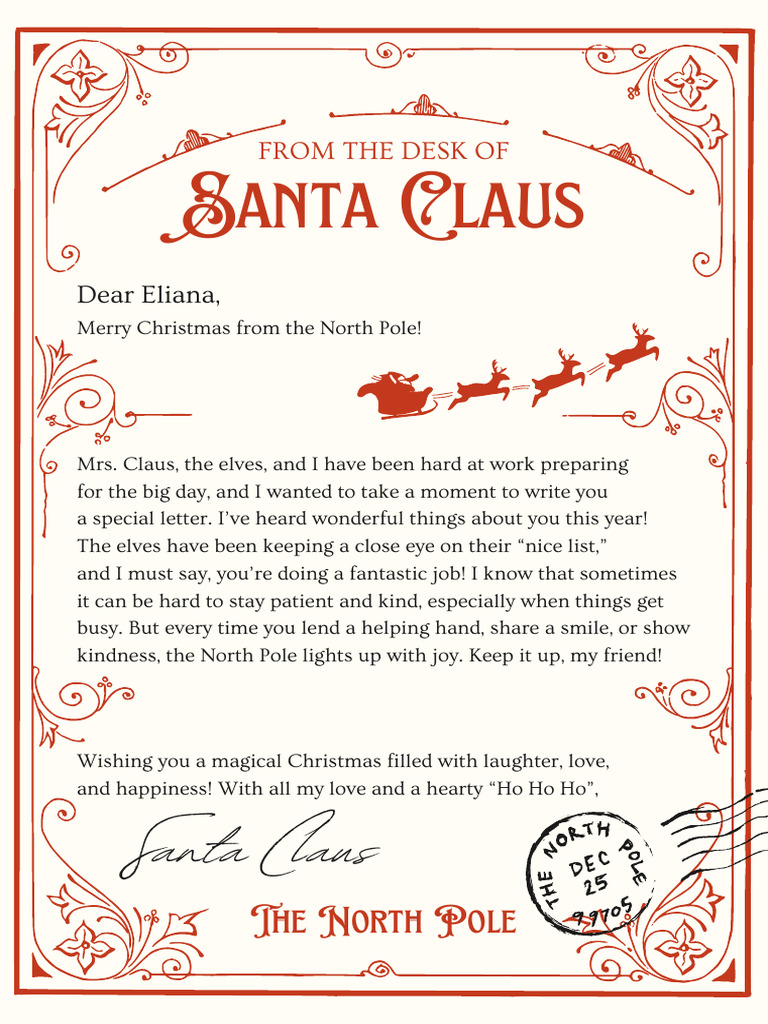 Beige Red Official Letter From The North Pole | PDF