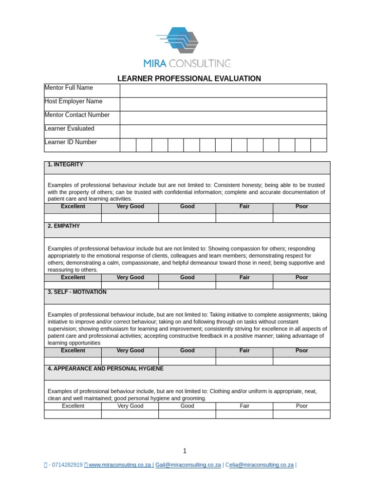 Learner Evaluation Mira Consulting_102822 | PDF | Mentorship | Behavior Modification