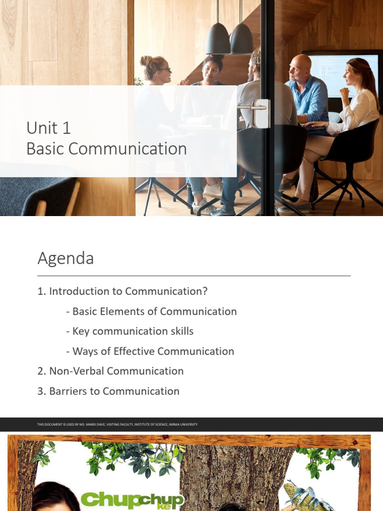 Unit 1 Basic Communication | PDF | Communication | Nonverbal Communication