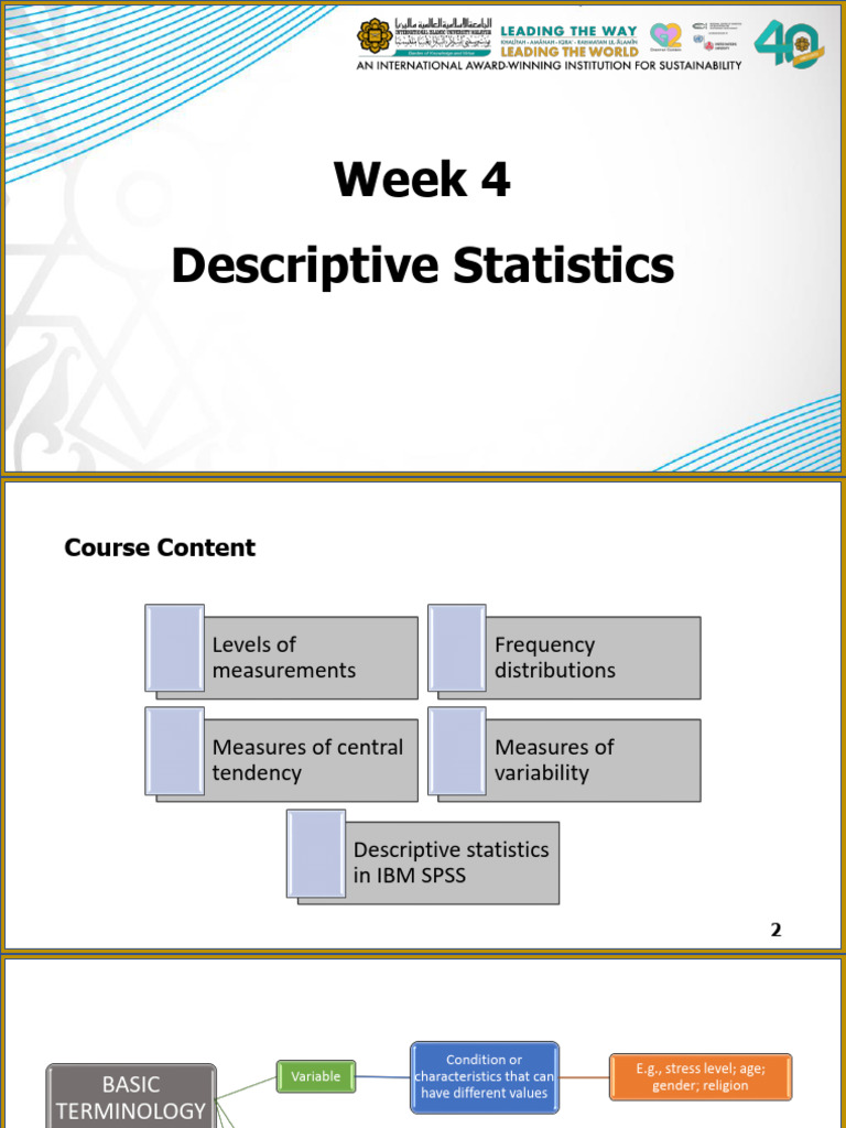 Week 4 Descriptive Statistics (1) | PDF | Level Of Measurement | Skewness