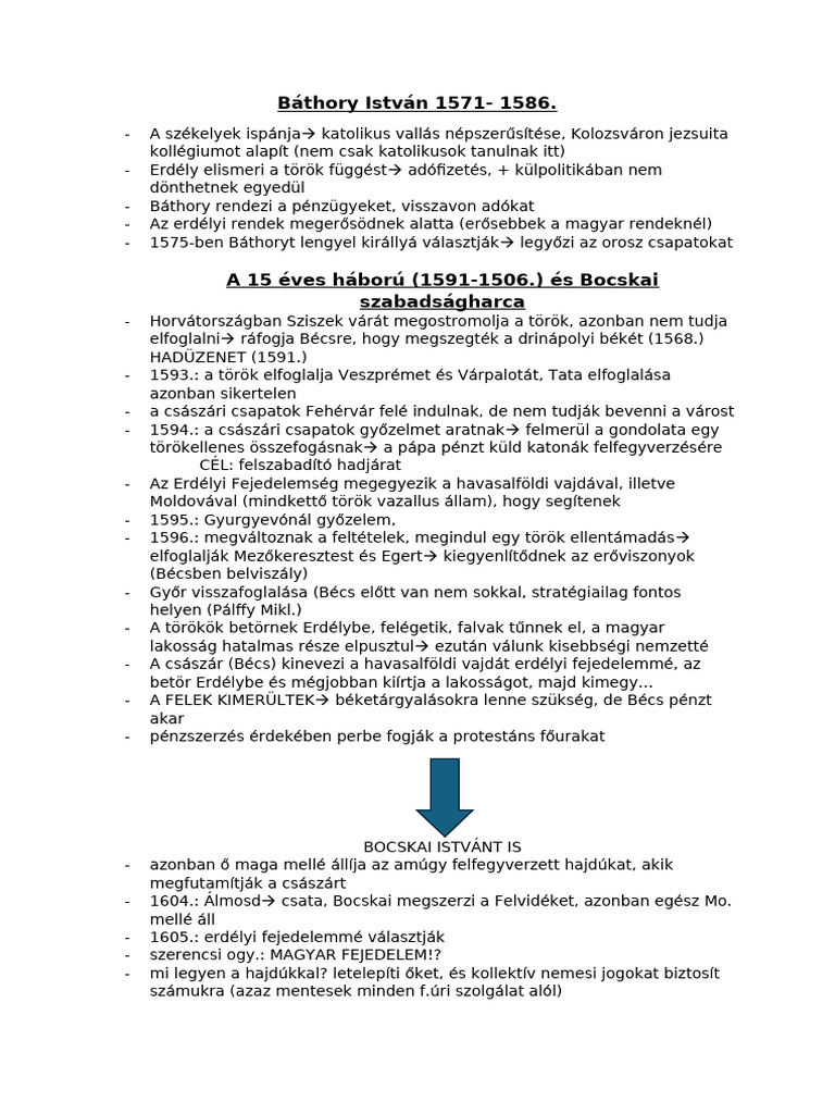Báthory, Bocskai És A 15 Éves Háború | PDF