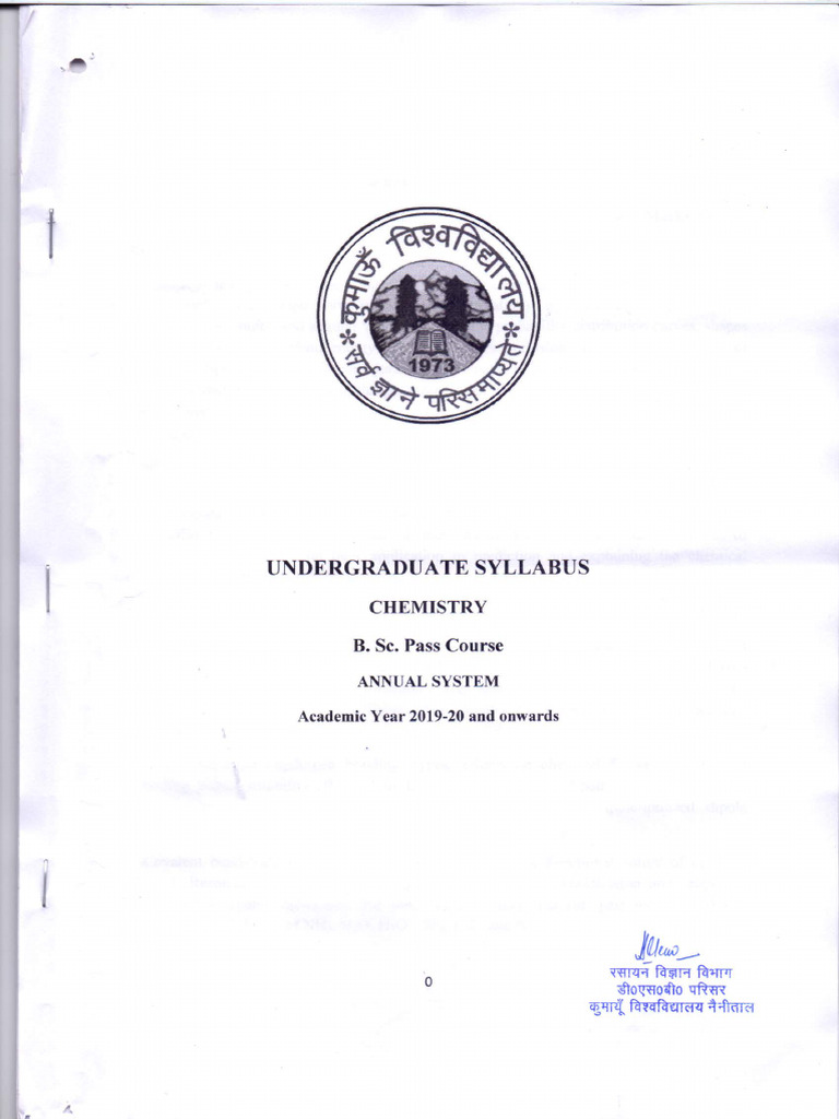 ? CHEMISTRY Syllabus BSC | PDF