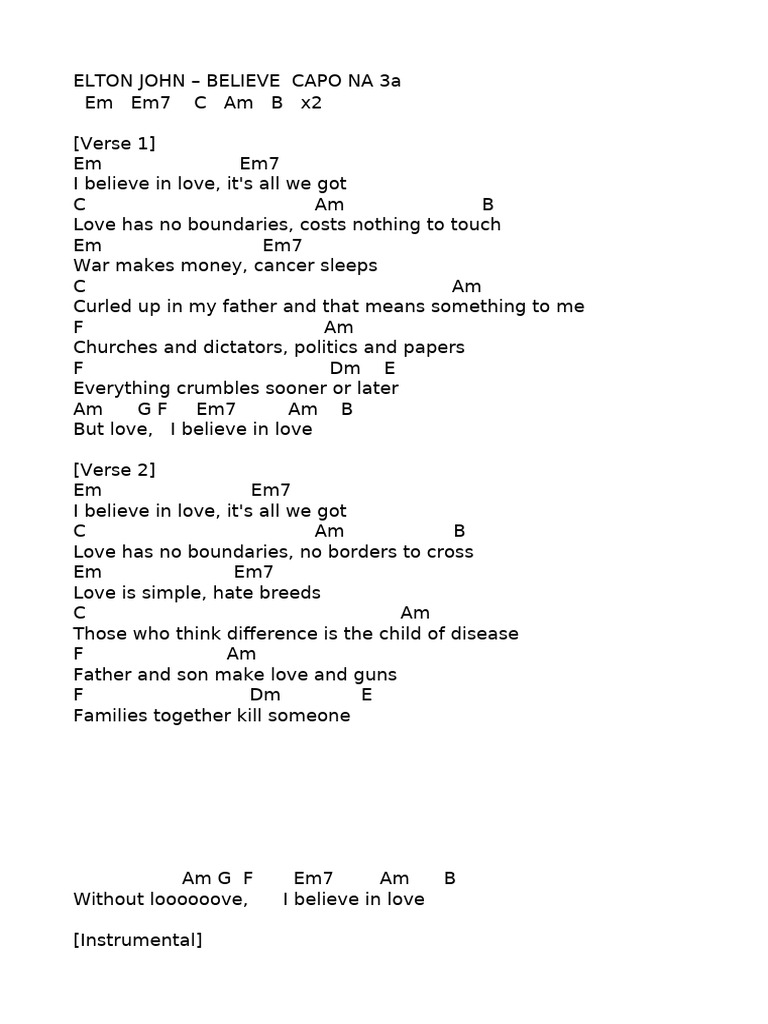 Believe Elton John | PDF