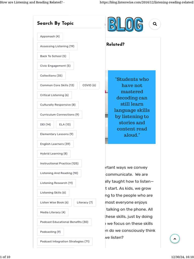 How Are Listening and Reading Related | PDF | Reading Comprehension ...