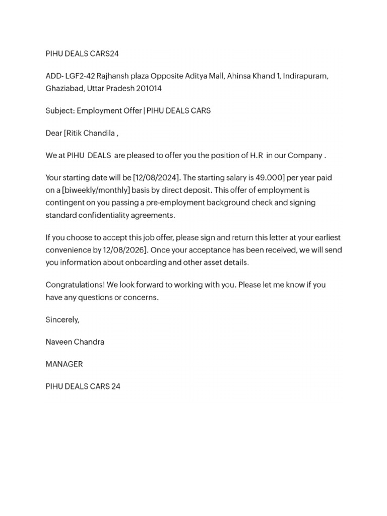 Offerletter | PDF
