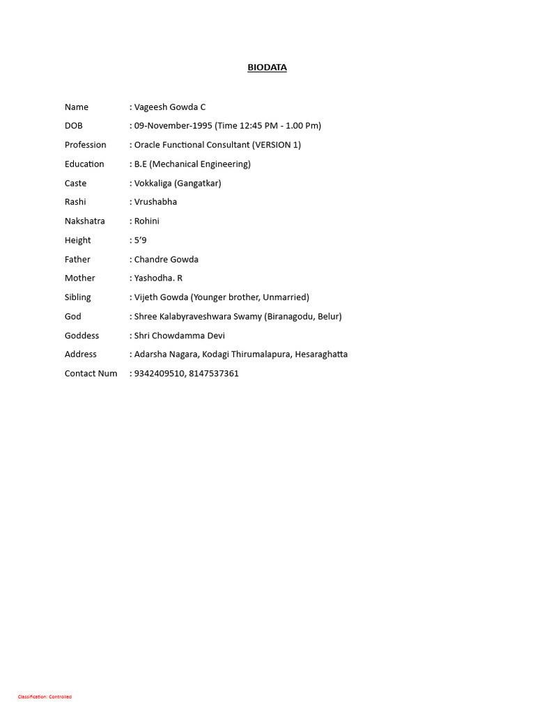 Vageesh Biodata | PDF