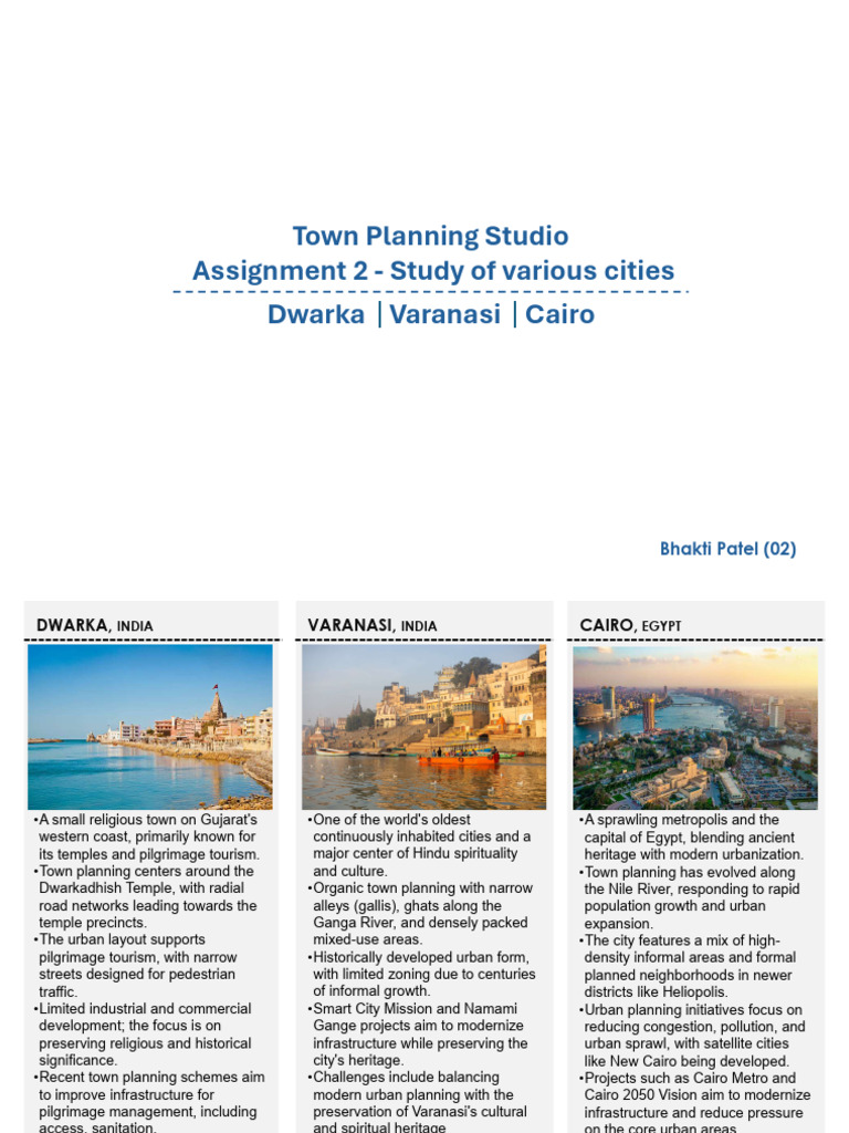 Study of Dwarka, Varanasi and Cairo | PDF | Cairo | Infrastructure