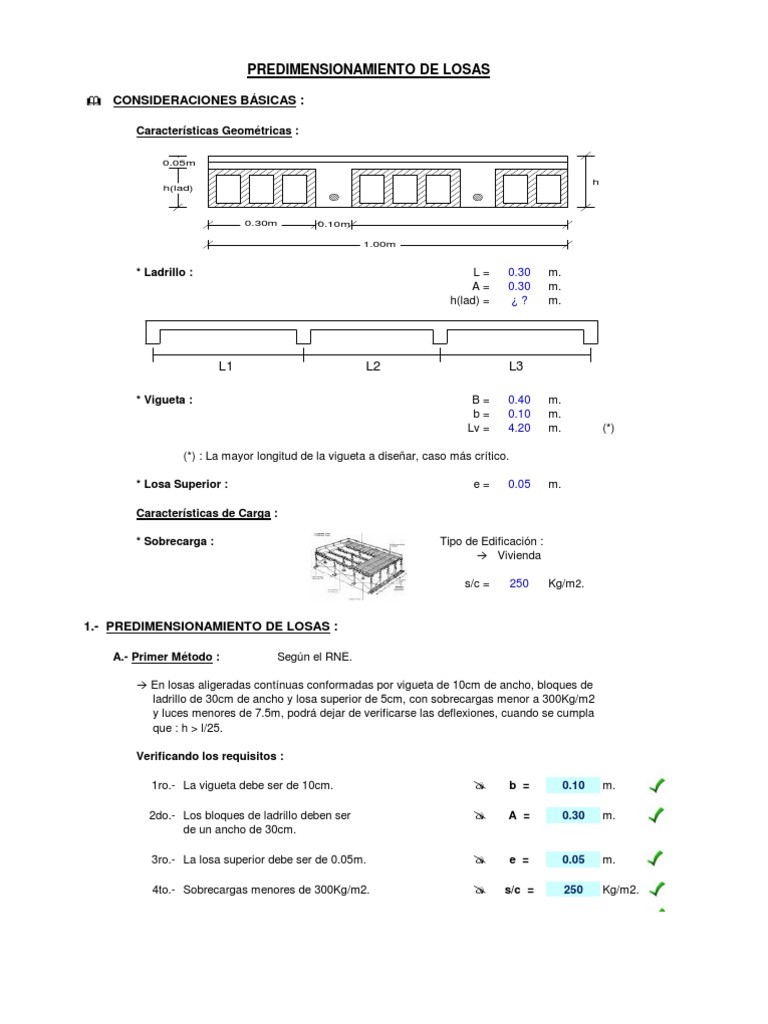 1 - Predimensionamiento de Losas | PDF