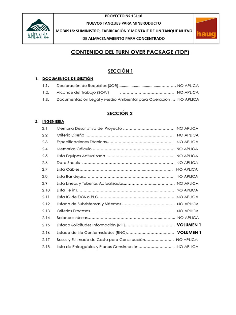 (TOP) Indice Turn Over Package | PDF | Exactitud y precisión | Metrología