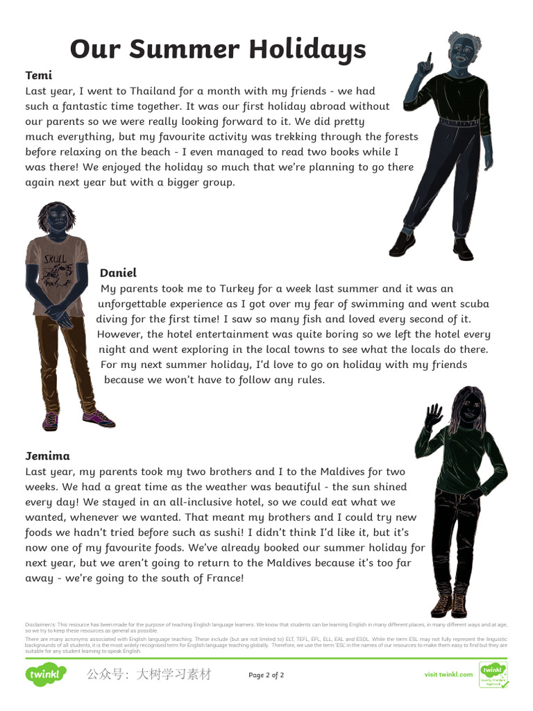 ESL A2 Key Reading and Writing Part 2 Worksheet (Holidays) | PDF ...