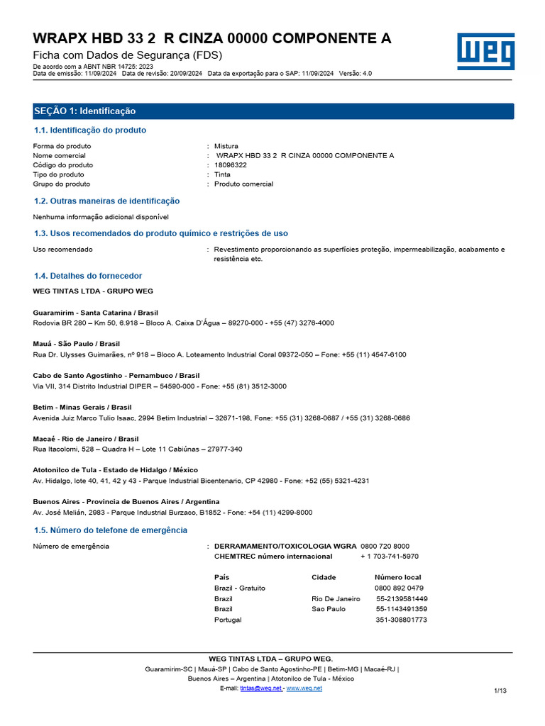 Fispq Weg Wrapx HBD 33 2 R Cinza 00000 Componente A | PDF | Incêndios ...