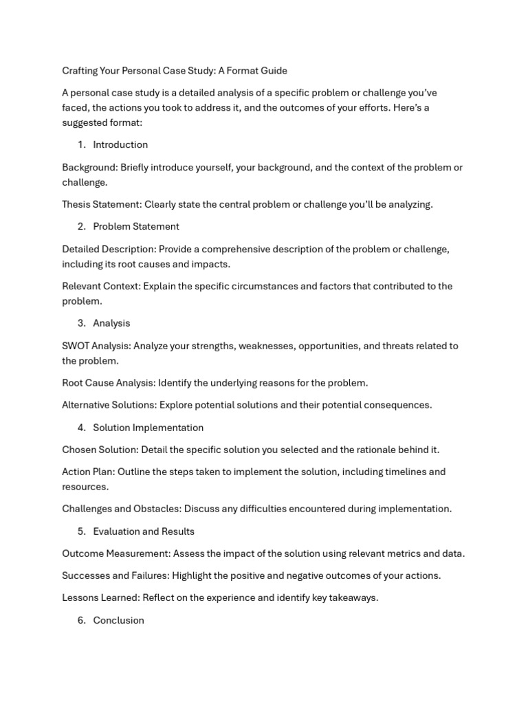 Document - Case Study and Format | PDF