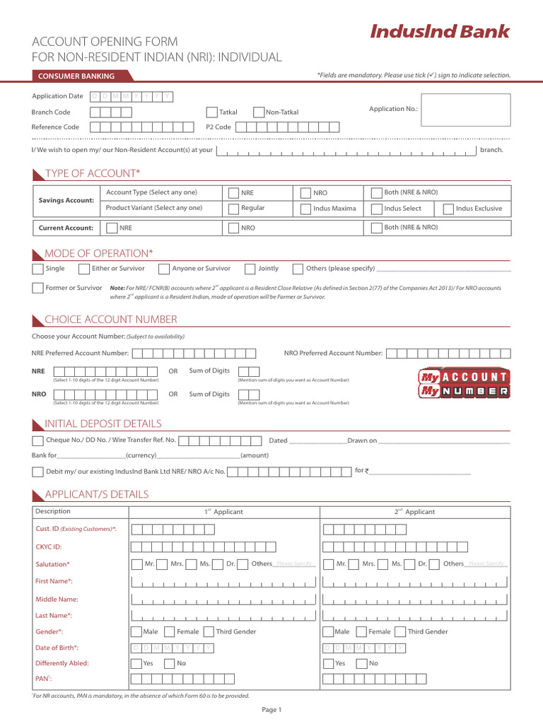 Account Opening Form For NRI Individual | PDF