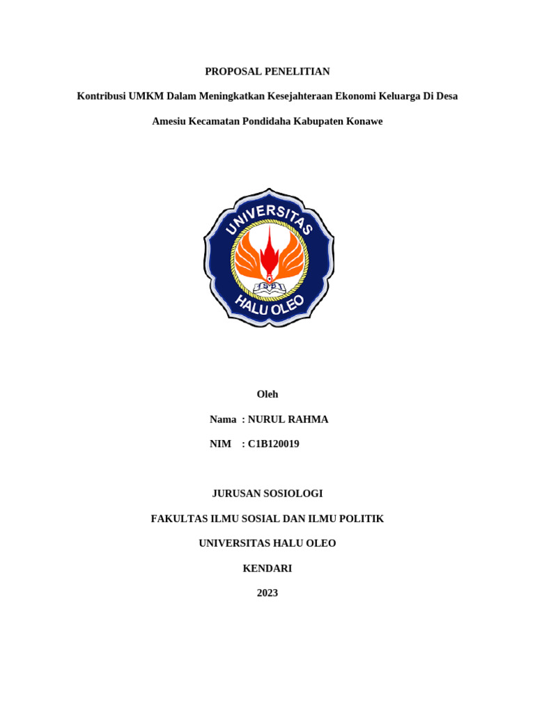 Cover Dan Daftar Isi Proposal Nurul Rahma | PDF