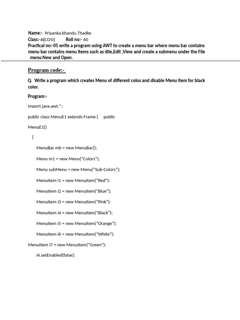 JAVA_PRACTICAL5 | PDF
