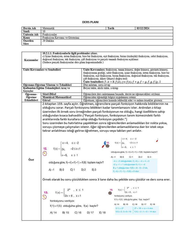 Staj Ders Provası 1. Plan | PDF