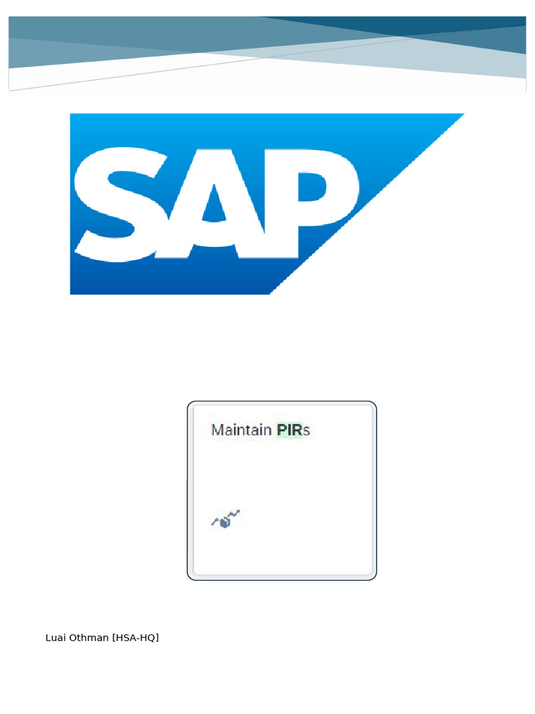 Maintain PIR | PDF