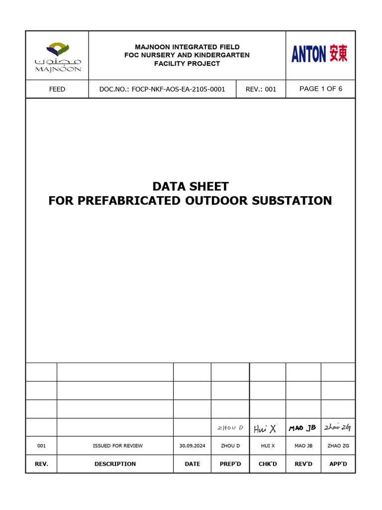 Ea - Focp-Nkf-Aos-Ea-2105-0001 - 001 Data Sheet For Prefabricated ...