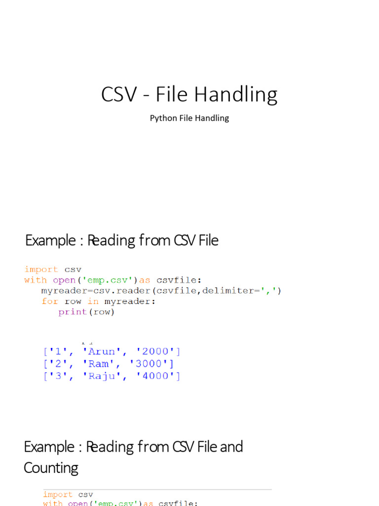 CSV - File Handling - Creating-Searching- Updating- Deleting (2) copy | PDF CSV - File Handling - Creating-Searching- Updating- Deleting (2) copy | PDF
