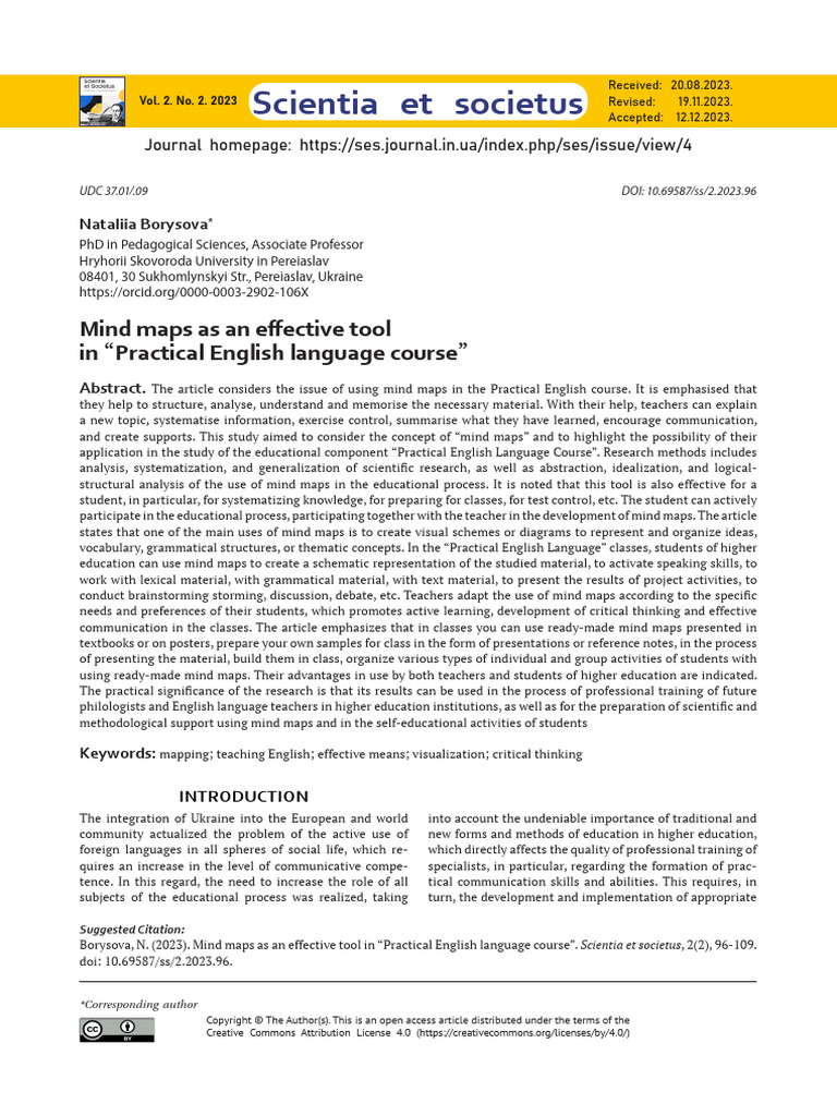 Mind Maps As An Effective Tool in Practical Englis | PDF | Concept | Mind