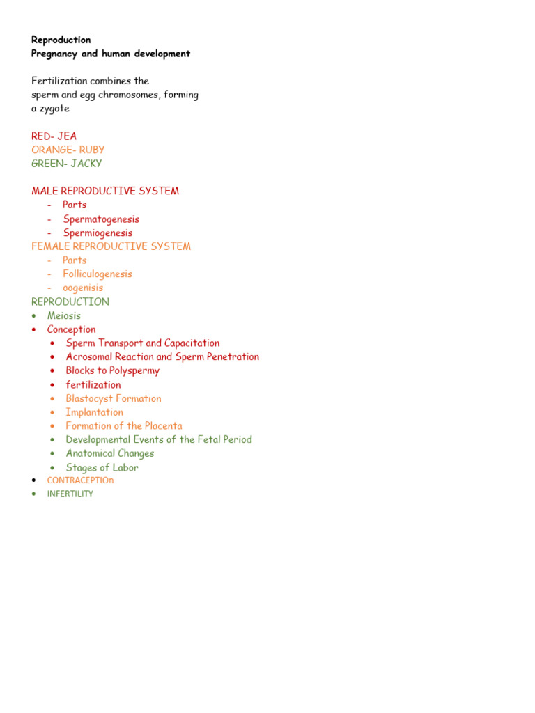 Human Reproduction and Development Guide | PDF