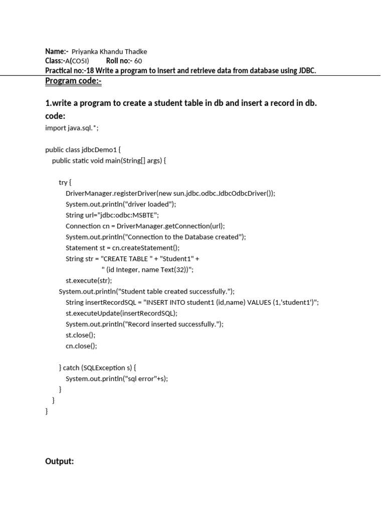 JAVA_PRACTICAL18 | PDF | Sql | Computer Data