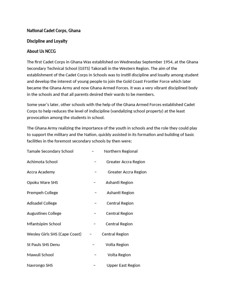 susec notes | PDF | Cadet | Accra