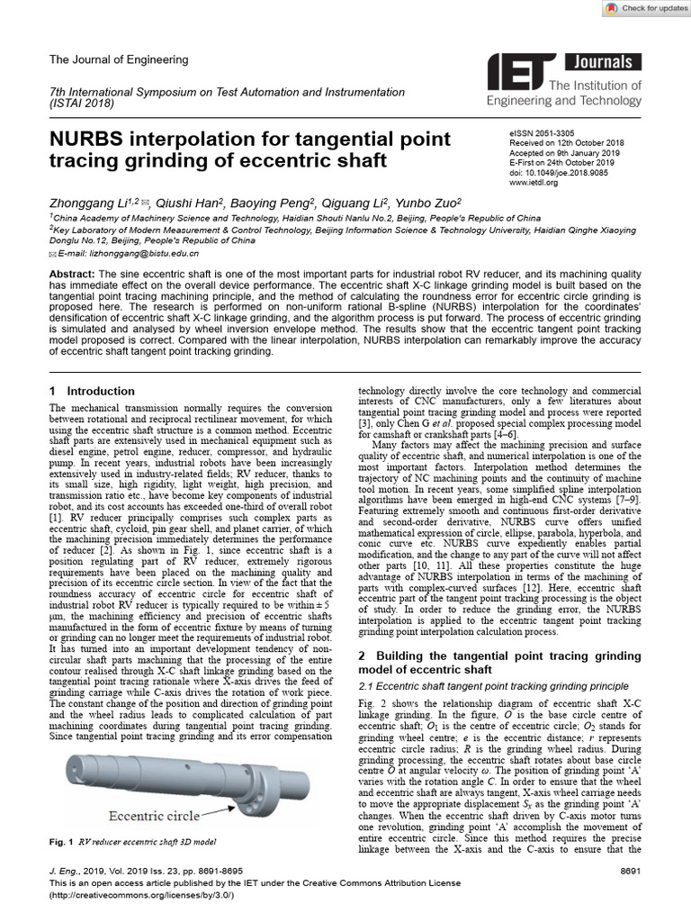 The Journal of Engineering - 2019 - Li - NURBS Interpolation For Tangential Point Tracing ...