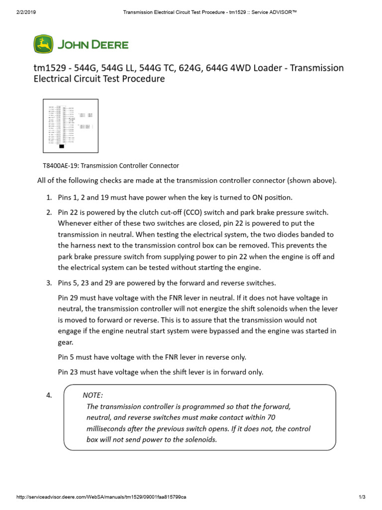 544G Transmission Electrical Circuit Test Procedure | PDF | Switch ...