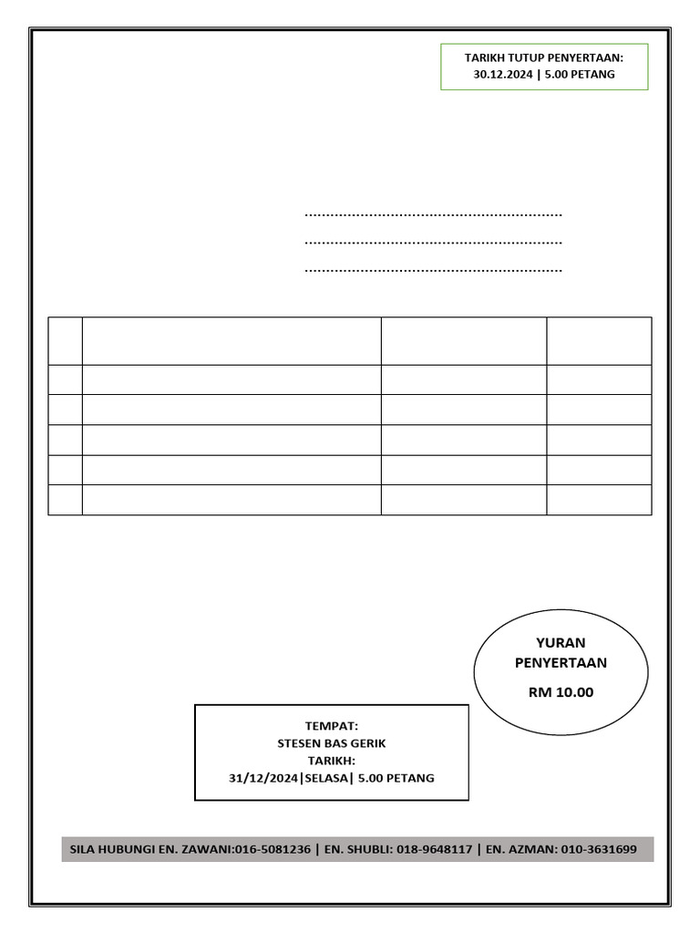Borang Pertandingan 3on3 Street Soccer | PDF
