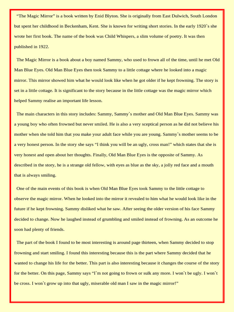 Sammy's Transformation in the Mirror | PDF