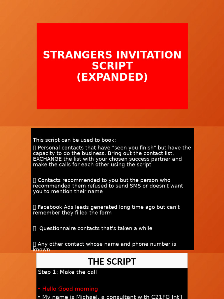 STRANGERS INVITATION SCRIPT EXPANDED | PDF