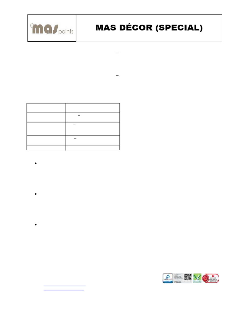Mas Decor Datasheet | PDF | Paint | Materials