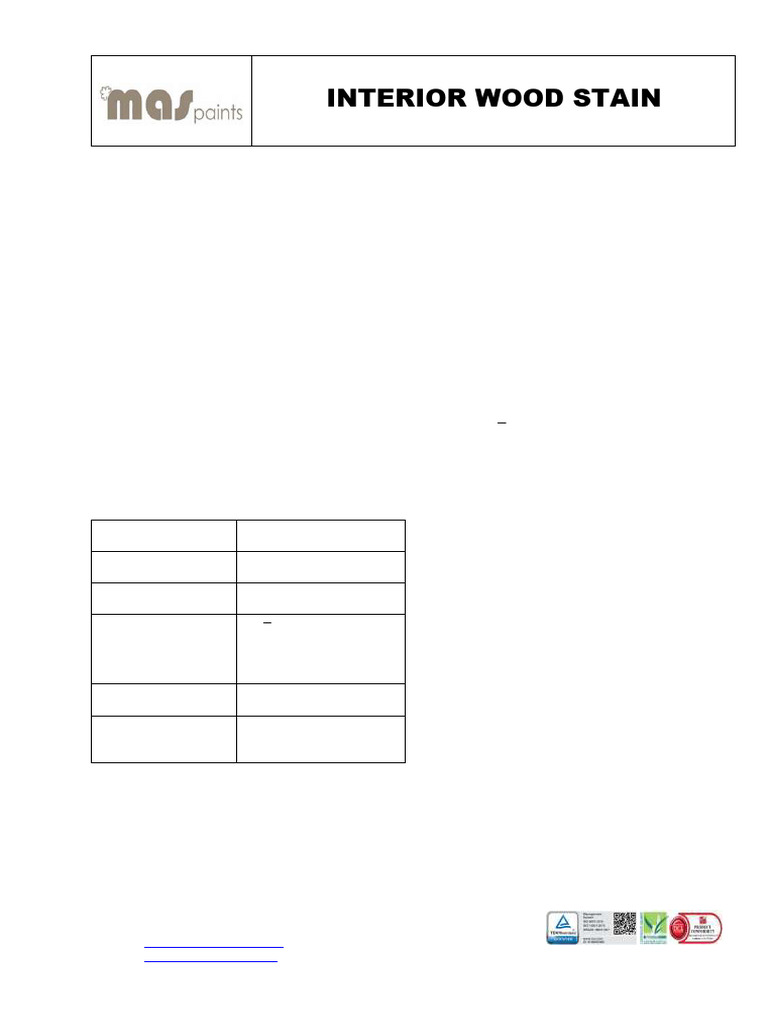 Interior Wood Stain Datasheet | PDF | Paint | Wood