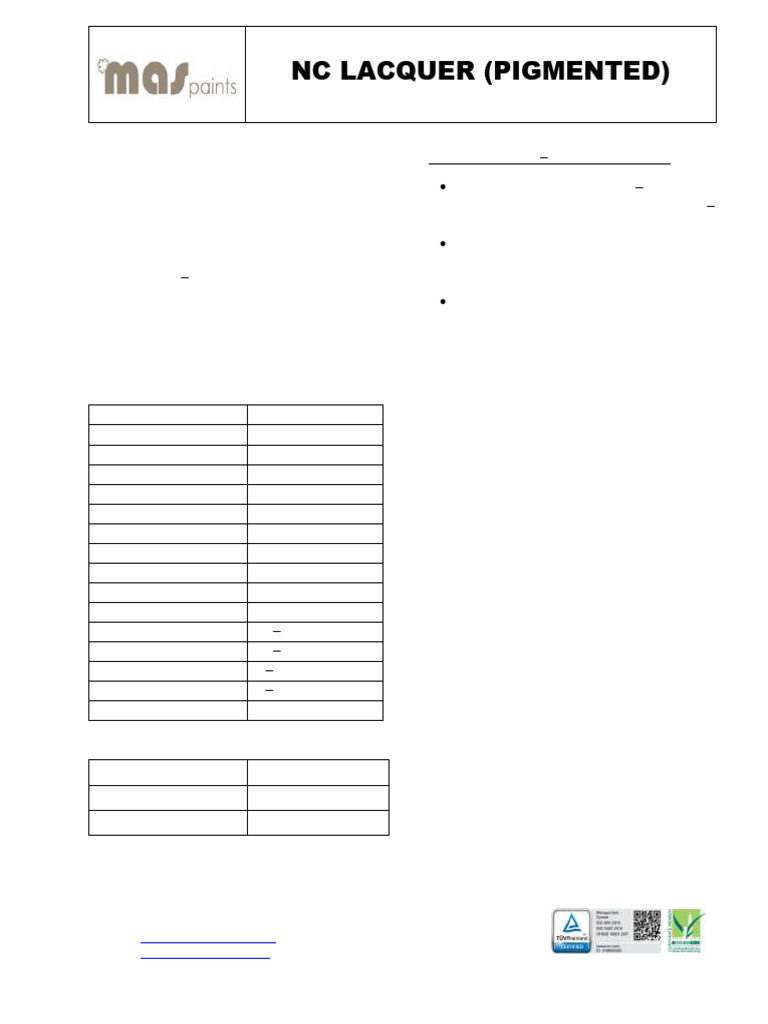 Nc Lacquer p Datasheet | PDF | Paint | Industrial Processes