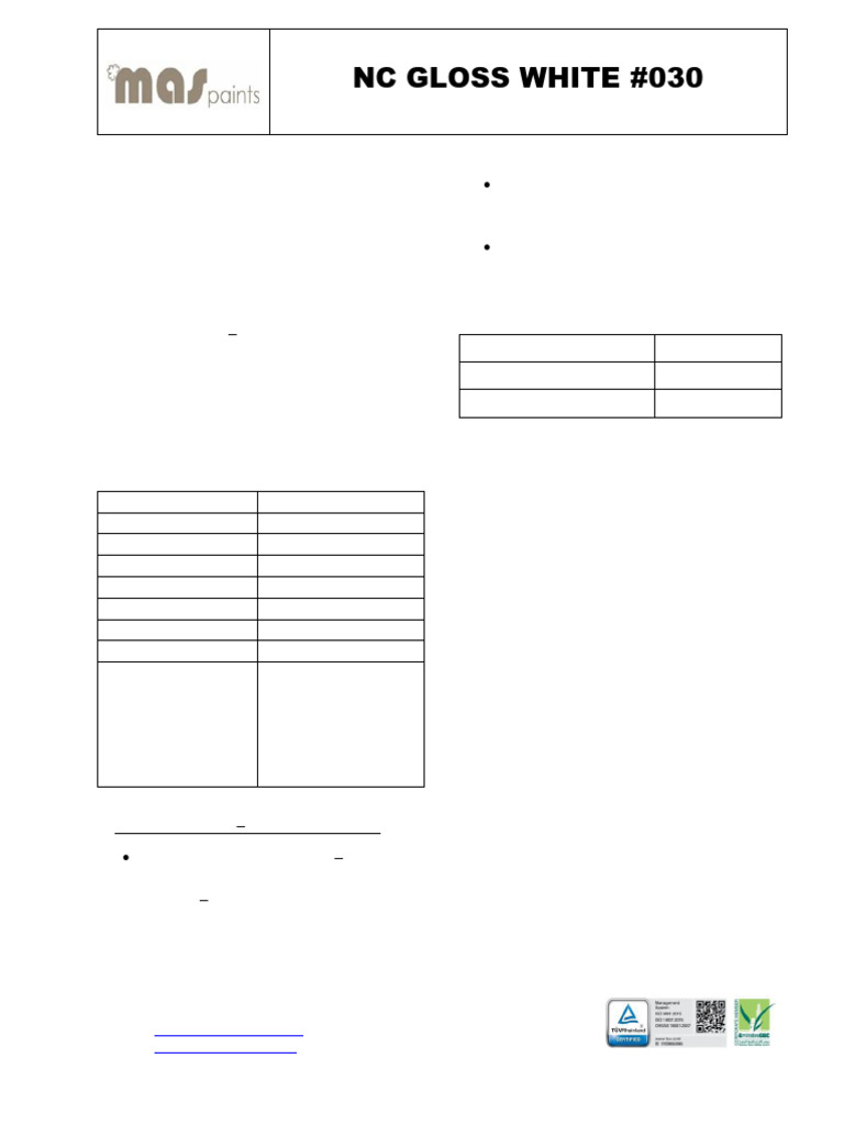 NC-GLOSS-WHITE-030-DATASHEET | PDF | Paint | Industrial Processes
