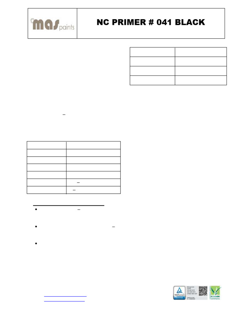 Nc Primer 041 Datasheet | PDF | Paint | Materials