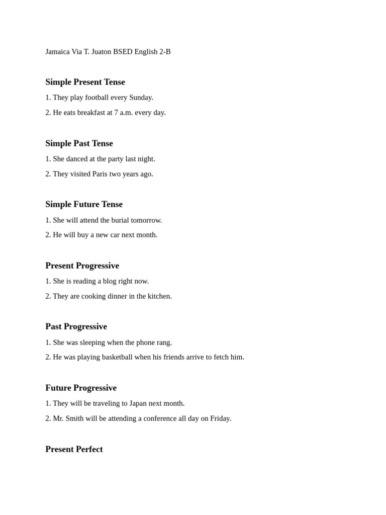 Verb Tenses and Aspects | PDF