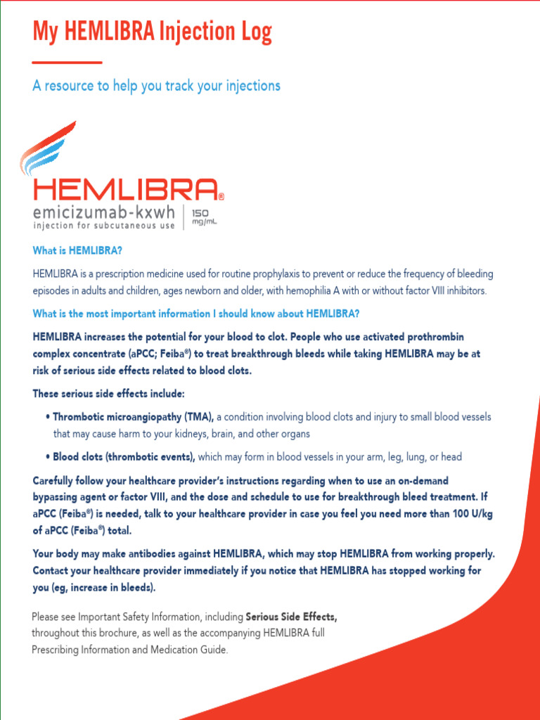 Hemlibra Injection Log | PDF | Bleeding | Thrombosis