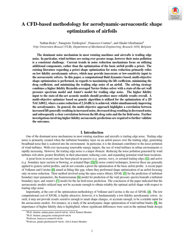 Aerodynamic and Aeroacoustic Shape Optimization | PDF | Airfoil | Computational Fluid Dynamics