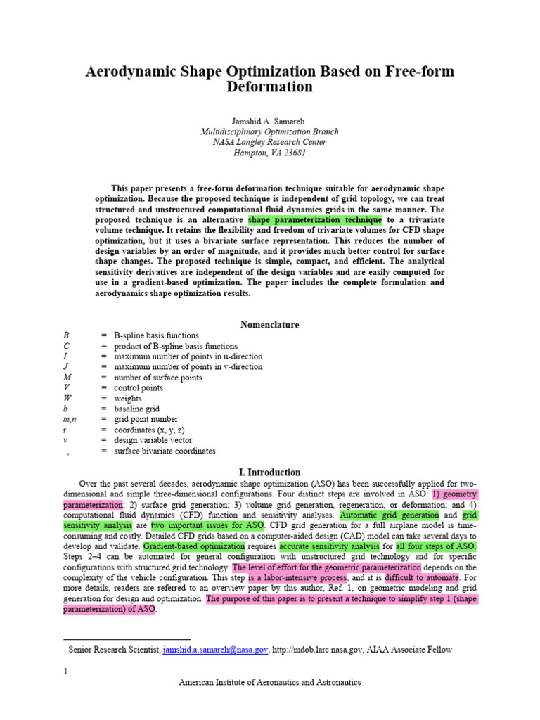 Aiaa 2004 4630 FFD | PDF | Computational Fluid Dynamics | Computer Aided Design