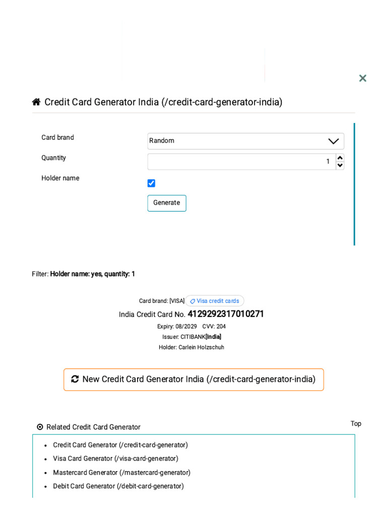 Credit Card Generator India - Cool Generator List | PDF | Credit Card ...