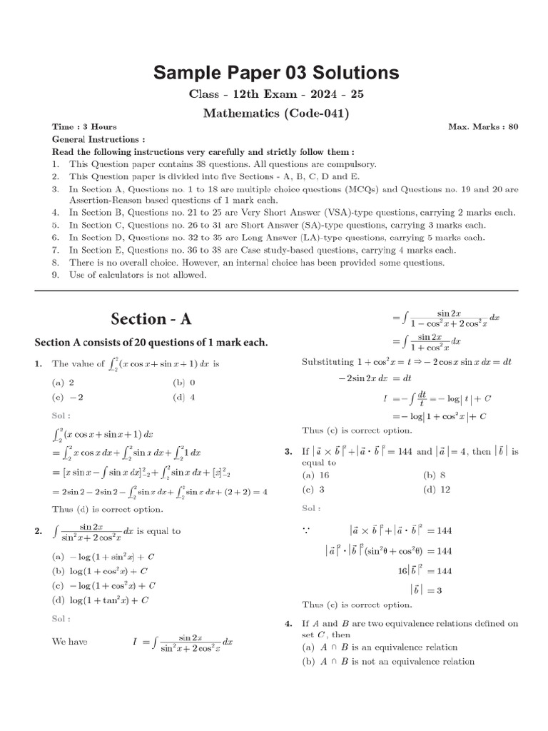 Sample Maths Sol3 | PDF