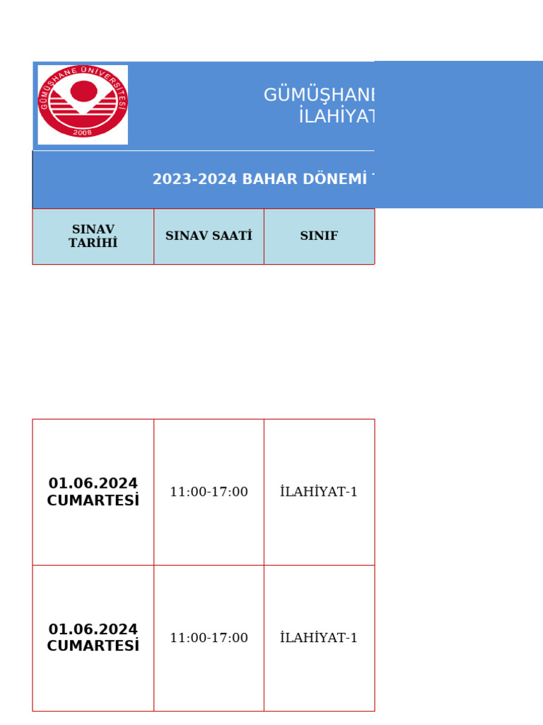 2023 2024 Bahar Donemi Final Programi | PDF