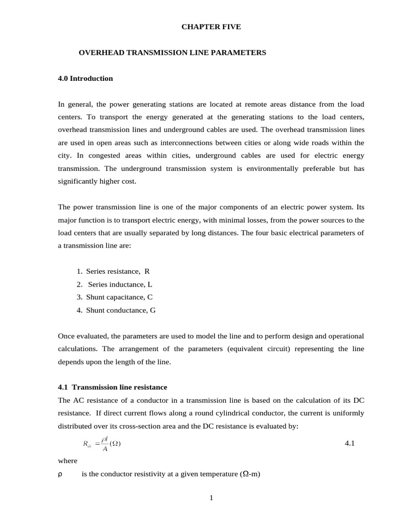 EEE 405 CHAPTER 4 - Transmission Line Parameters. - New | PDF | Electric Power Transmission ...