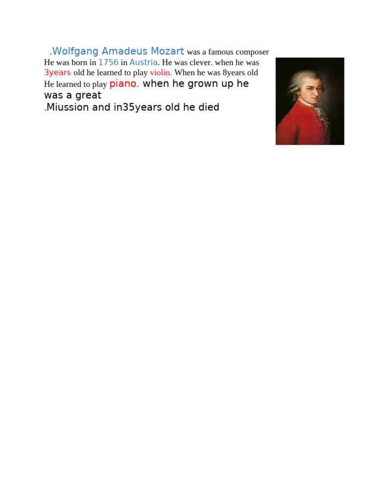 Mozart: A Brief Biography for Kids | PDF