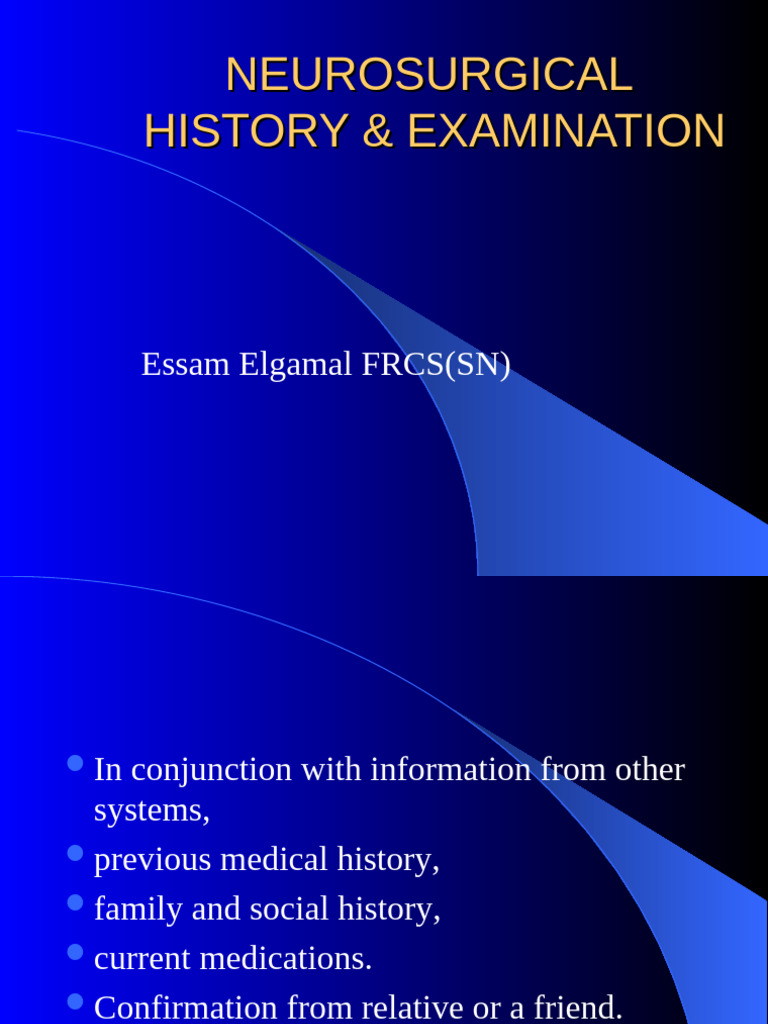 Neurosurgical History and Examination Guide | PDF | Clinical Medicine ...