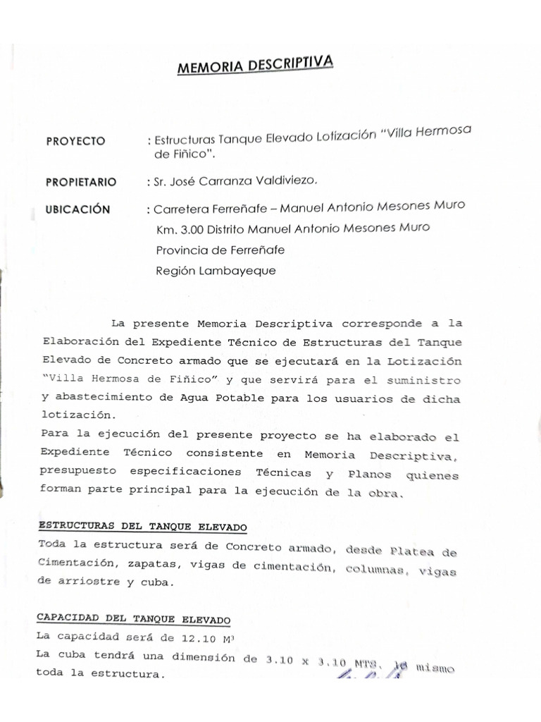 Estructura Tanque Elevada | PDF